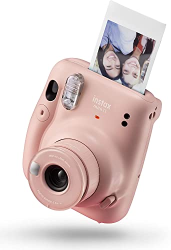 Fujifilm Instax Mini 11 Instant Film Camera with Automatic Exposure and Flash, Polaroid Camera, Fujinon 60mm Lens with Selfie Mirror, Optical Viewfinder - Blush Pink (Renewed)