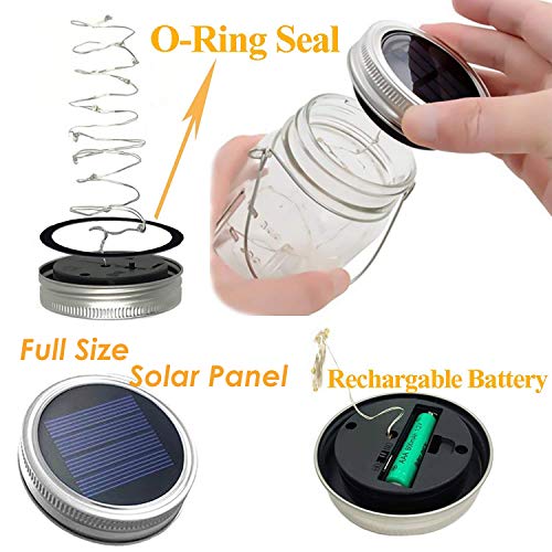 Solar Mason Jar Lights,8 Pack 30 Led Hanging String Fairy Jar Solar Lantern Lights for Outdoor Patio Garden Yard and Lawn Decoration(Hangers and Jars Included)
