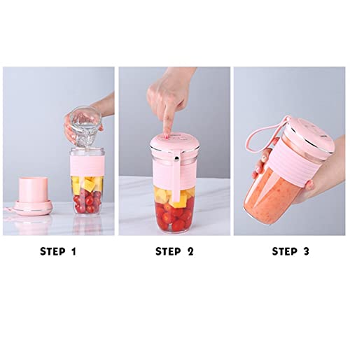 TANACC Portable Juice Blender Multifunction Juicer Household Blender Small Stainless Steel Juicer Cup Rechargeable Portable Electric Mixer (Color : Pink)