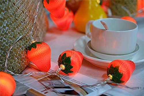 SDOUBLEM 20LED Fruit Strawberry String Lights Battery Powered Indoor Outdoor Lighting Lamp for Wedding Home Birthday Garden Yard Patio Party Decorations