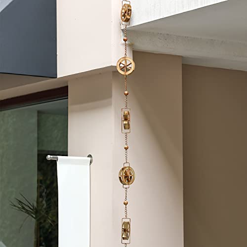 AINISIS 5-7/10-Feet Gutter Rain Chain,Water Wheel Rain Catcher Chain Outdoor Garden Decorative Art