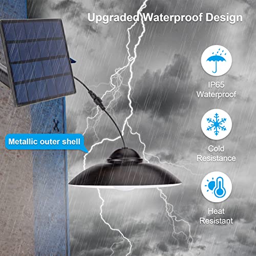 Yrbxsky Solar Shed Light Indoor Outdoor, Solar Pendant Light Motion Sensor Daytime Work with Pull Cord & 4Lighting Modes, Solar Powered Hanging Lights for Garage, Garden, Gazebo, Patio, Chicken Coop