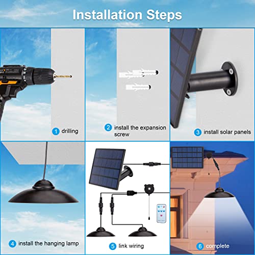 Yrbxsky Solar Shed Light Indoor Outdoor, Solar Pendant Light Motion Sensor Daytime Work with Pull Cord & 4Lighting Modes, Solar Powered Hanging Lights for Garage, Garden, Gazebo, Patio, Chicken Coop
