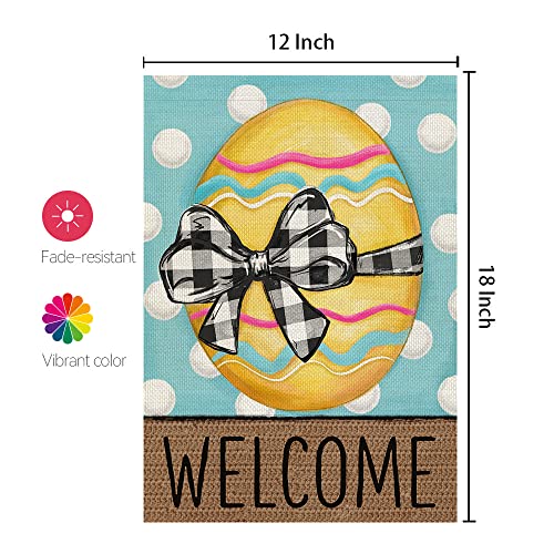 CROWNED BEAUTY Easter Egg Garden Flag 12x18 Inch Double Sided for Outside Burlap Small Polka Dots Yard Holiday Decoration CF709-12
