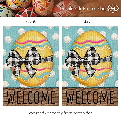 CROWNED BEAUTY Easter Egg Garden Flag 12x18 Inch Double Sided for Outside Burlap Small Polka Dots Yard Holiday Decoration CF709-12