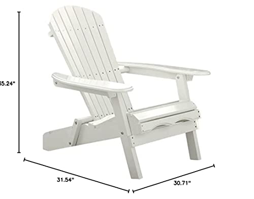 Merry Garden Foldable Wooden Adirondack Chair, Outdoor, Garden, Lawn, Deck Chair, White