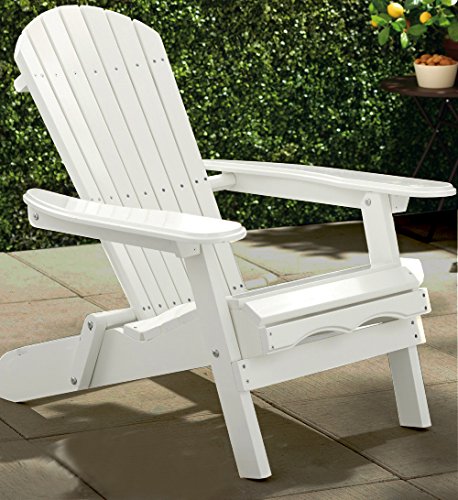 Merry Garden Foldable Wooden Adirondack Chair, Outdoor, Garden, Lawn, Deck Chair, White