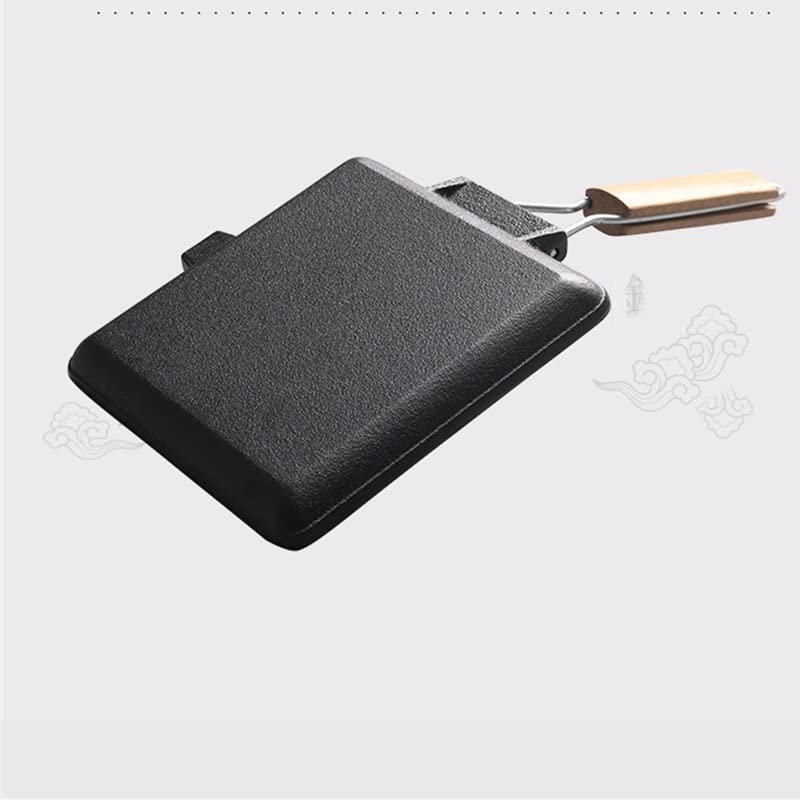 N/A Cast Iron Skillet Folding Handle Pan Grill Grill Fish Pan Household Frying Meat Striped Grill Pan Pan (Color : D, Size : 28cm)