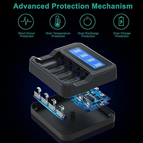 Arlo Rechargeable Batteries 123A Charger, FARSAIL 4-Pack 800mAH NiMH 123A Arlo Rechargeable Batteries for Arlo Camera VMS3130 VMC3030 VMK3200 VMS3330 3430 3530, Alarm System, Flasglight
