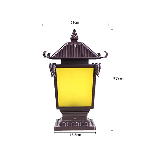 MODEBHD European Glass Lantern Column Lamp Post Lamp Chinese Outdoor Garden Lamps Wall Lamp Waterproof Home Villa Wall Pillar Street Light E27 Decoration Table Light, 23cm* 37cm