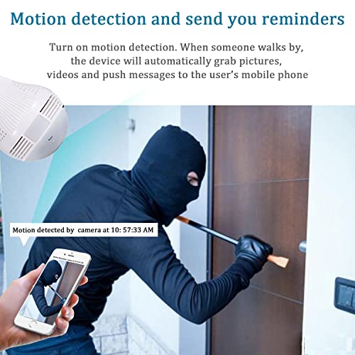 Light Bulb Camera, 360 Panoramic Camera, Full HD 1080P Home Camera, 2.4GHz WiFi Camera with 32G SD Card, Dome Surveillance Cameras, Home Baby、Pet Monitor