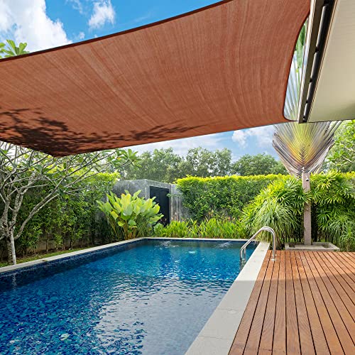Yardmaker Sun Shade Sail Canopy Square 12'x12' Outdoor Shade sail for Patio Backyard Garden, Brown