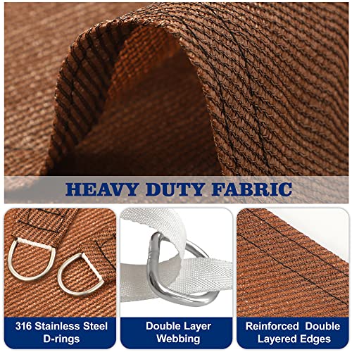 Yardmaker Sun Shade Sail Canopy Square 12'x12' Outdoor Shade sail for Patio Backyard Garden, Brown