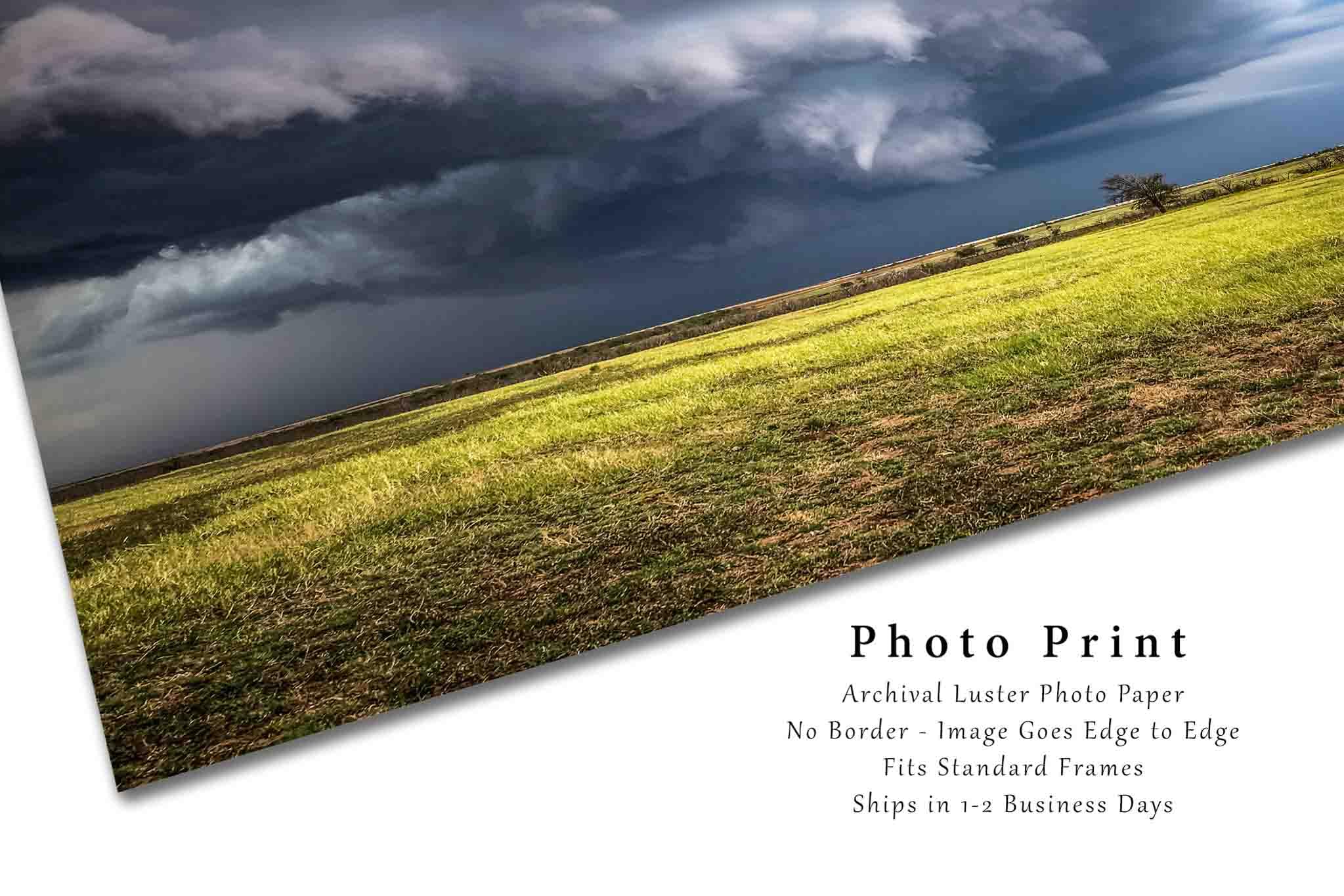 Storm Photography Print (Not Framed) Picture of Funnel Cloud Over Open Field on Stormy Spring Day in Oklahoma Tornado Wall Art Weather Decor (8" x 10")