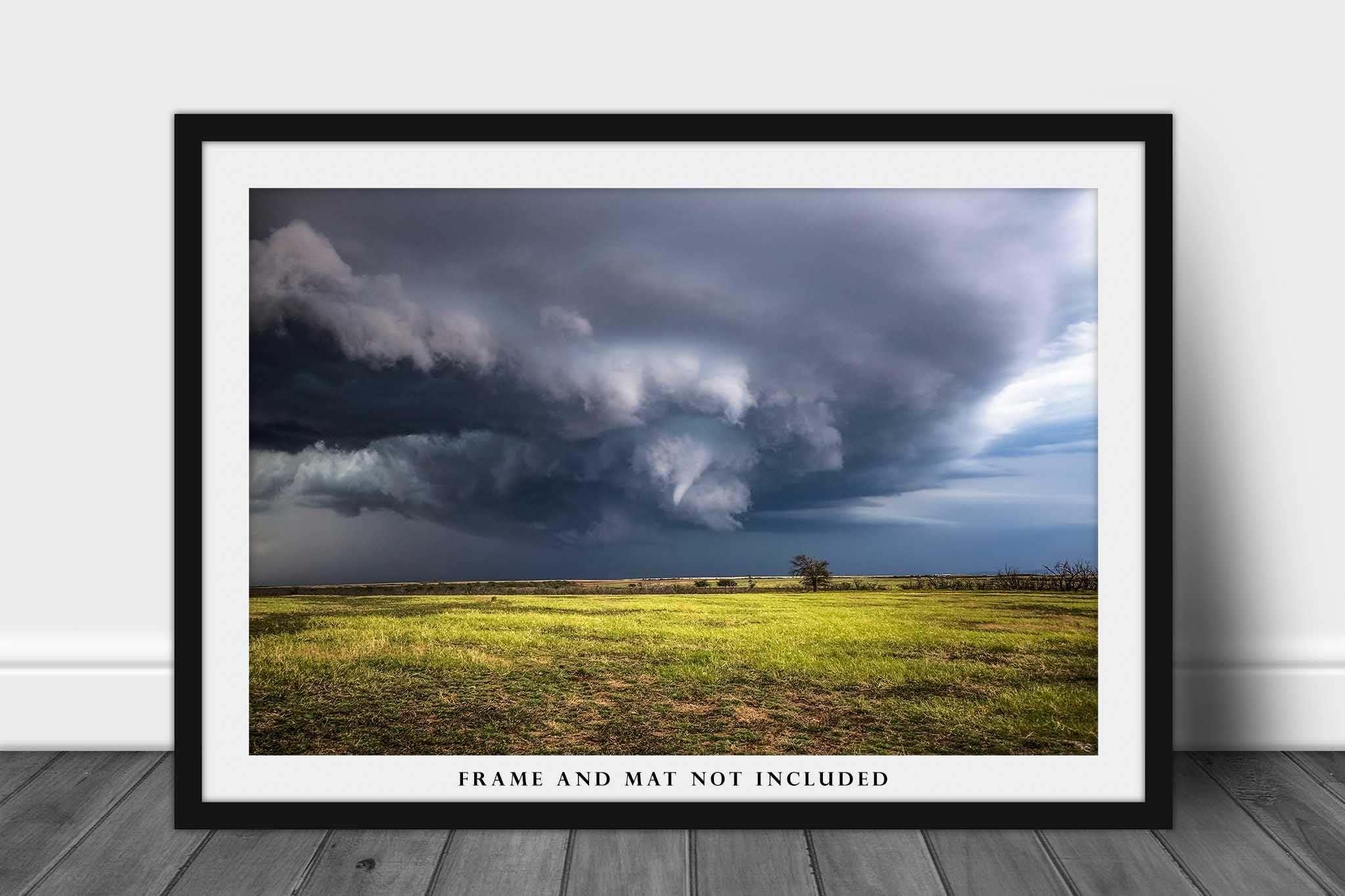 Storm Photography Print (Not Framed) Picture of Funnel Cloud Over Open Field on Stormy Spring Day in Oklahoma Tornado Wall Art Weather Decor (8" x 10")