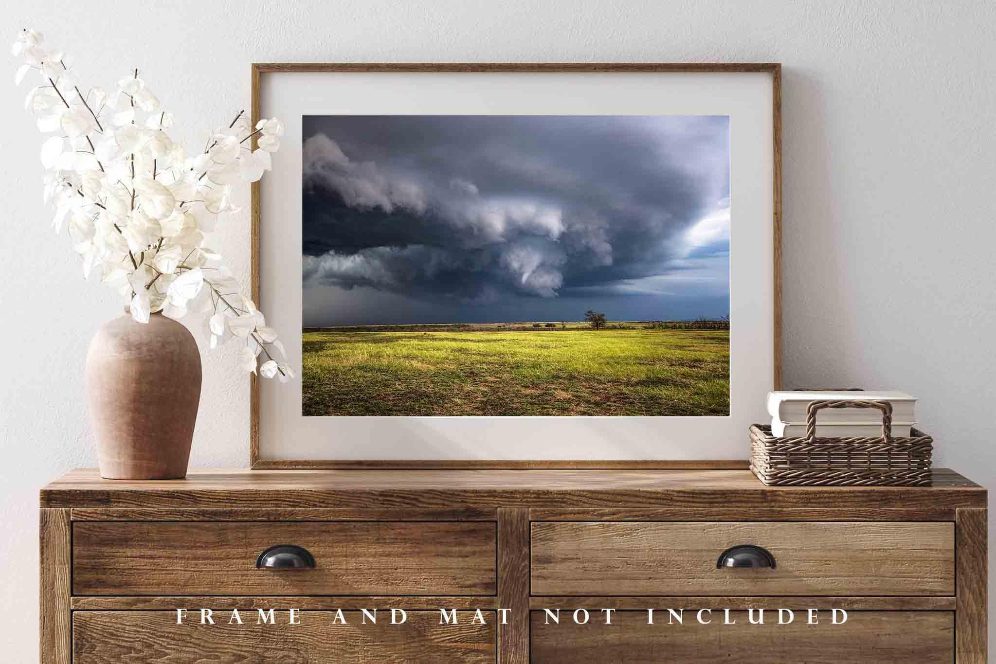 Storm Photography Print (Not Framed) Picture of Funnel Cloud Over Open Field on Stormy Spring Day in Oklahoma Tornado Wall Art Weather Decor (8" x 10")