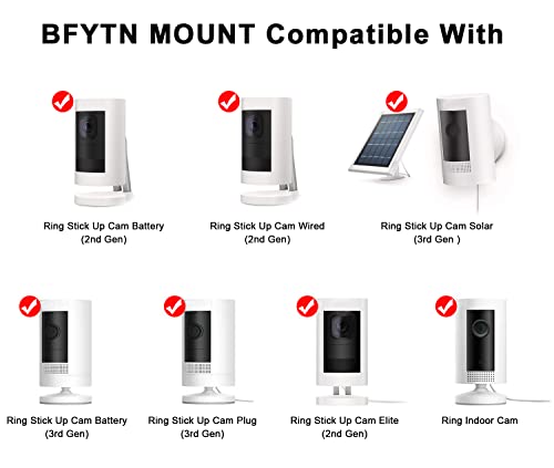 BFYTN 3 Pack Wall Mount Compatible with Ring Stick Up Cam Wired/Battery and Ring Indoor Cam HD Security Camera,360 Degree Adjustable Mounting Bracket (Black)
