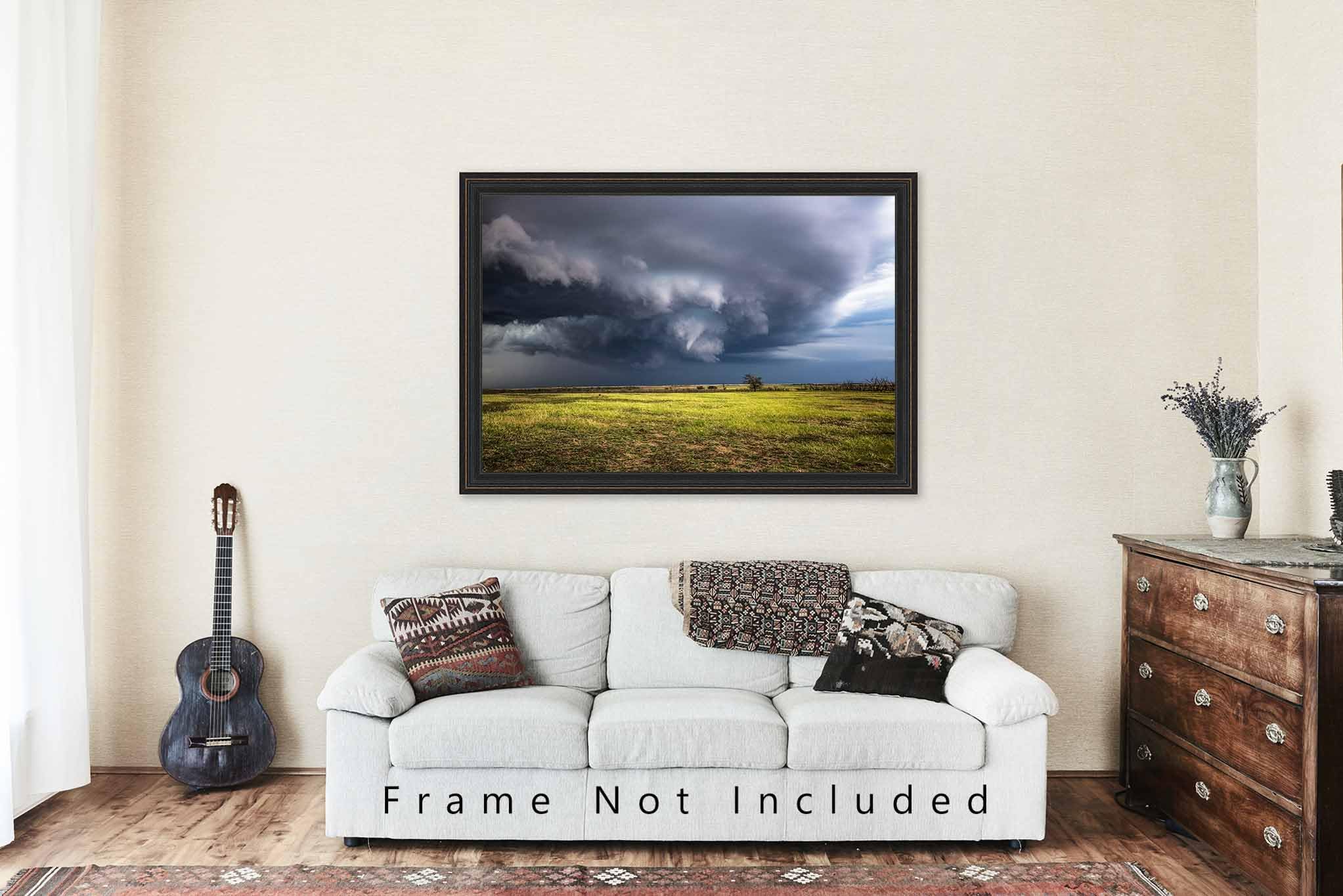 Storm Photography Print (Not Framed) Picture of Funnel Cloud Over Open Field on Stormy Spring Day in Oklahoma Tornado Wall Art Weather Decor (8" x 10")