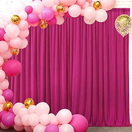 10ft x 10ft Hot Pink Backdrop Curtain for Parties Fuchsia Wrinkle Free Backdrop Drapes Panels for Baby Shower Birthday Photo Photography Polyester Fabric Background Decoration