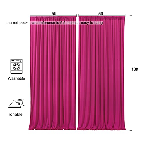 10ft x 10ft Hot Pink Backdrop Curtain for Parties Fuchsia Wrinkle Free Backdrop Drapes Panels for Baby Shower Birthday Photo Photography Polyester Fabric Background Decoration