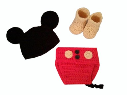 JastoreĀ® Photography Prop Baby Costume Cute Crochet Knitted Hat Cap Girl Boy Diaper Shoes Mouse Red