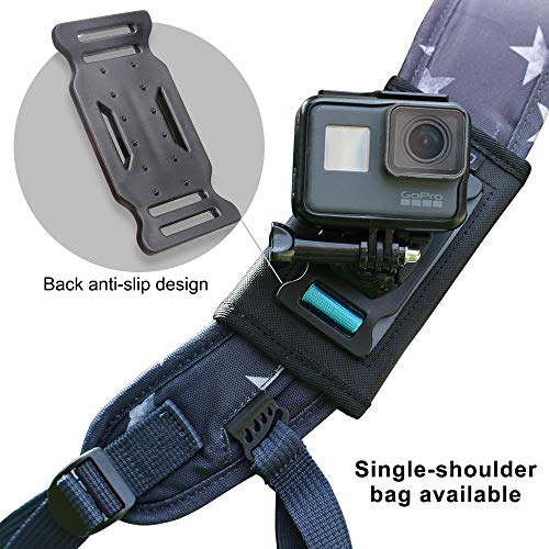 Backpack Shoulder Strap Mount Camera with Adjustable Shoulder Pad and 360 Degree Rotating Base Compatible with GoPro Hero 11 Black, Hero 10/9/8/7, AKASO, DJI, Insta360 and Most Action Cameras