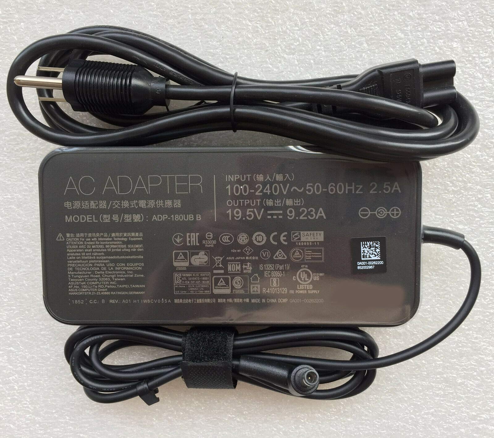 FHSJD 19.5V 9.23A 180W 6.0X3.7mm AC Power Adapter Charger for ASUS ROG GL504 S7C GL703GM GL703GM-E5086T FX86F TUF Gaming FX705GE FX505GD FX505GE FX505GM ADP-180MB F A17-180P1A