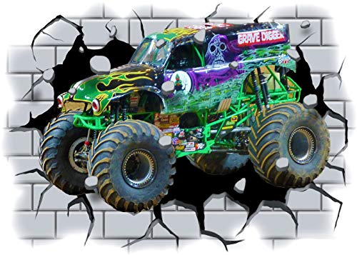 EOA 5(W) x3(H) FT Monster Car Truck Photography Backdrop Racing Cars Kids Birthday Background Big Wheels Banner Studio Props