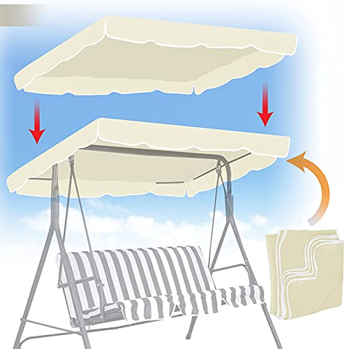 Patio Swing Canopy Fabric Waterproof Top Cover Cloth, 420D Oxford Cloth Replacement Canopy Cover for 2/3-Seater-Swing Chair,Outdoor Sunproof Chair Patio/Lawn/Garden All Weather Protection Porch Swings