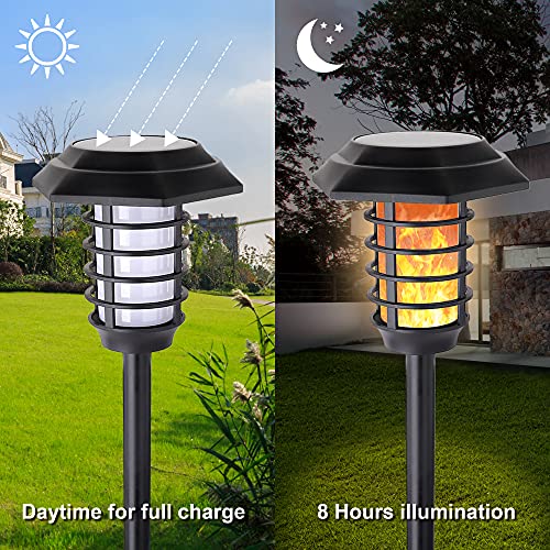 Kitmose Landscape Solar Torch Lights,Waterproof Flickering Flames Outdoor Garden Lights,Fire Effect Patio Deck Yard Driveway Security Decoration Lighting,2 Modes Dusk to Dawn Auto On/Off 2 Pack