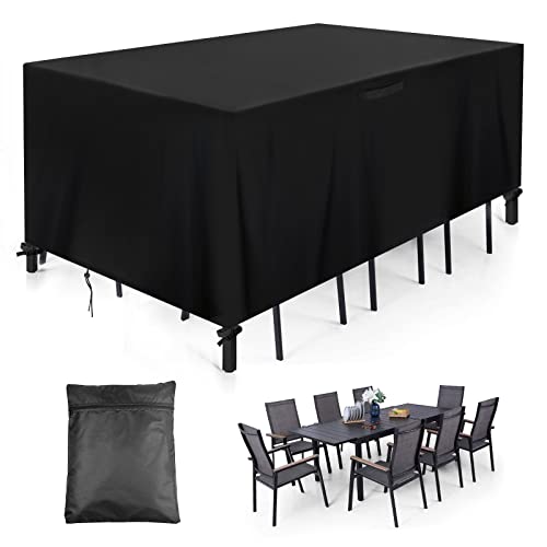 Relime Patio Furniture Covers, 83 x 51 x 29 inch Waterproof Patio Cover, Durable 420D UV Protection Outdoor Table Set Cover with 4 Windproof Buckles No Tears Anti UV No Fading