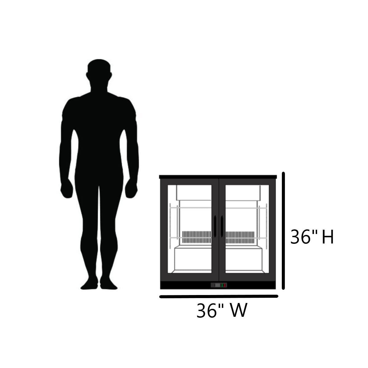 New Procool Refrigeration 2-door Glass Front Stainless Steel Back Bar Cooler; 36" Wide, Counter Height Refrigerator