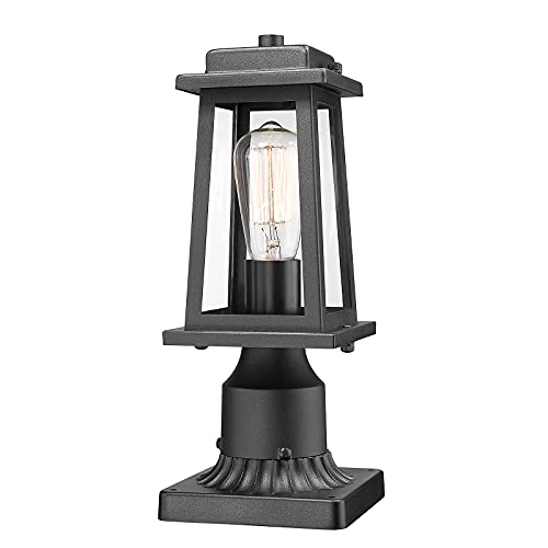 Maleoi Outdoor Post Lights with Pier Mount Base, Porch Post Lighting Fixture, Outdoor Post Lantern, Porch Pillar Lights for Yard, Garden, Patio, Pathway (Black, 1 Pack)