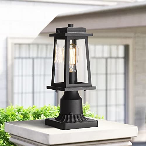 Maleoi Outdoor Post Lights with Pier Mount Base, Porch Post Lighting Fixture, Outdoor Post Lantern, Porch Pillar Lights for Yard, Garden, Patio, Pathway (Black, 1 Pack)