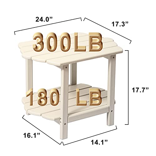 FERFALDER Adirondack Patio Table-2 Tier Outdoor Side Table White Balcony Table for Garden Pool