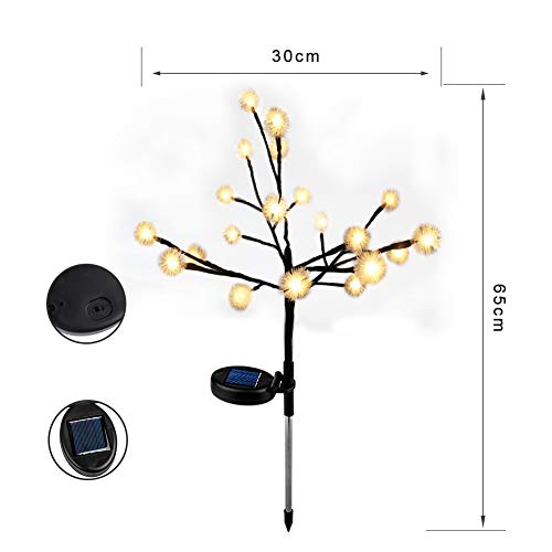 EpicGadget Solar Snowball Dandelion Light, Warm White Stainless Steel Solar Path Lights for Outdoor Landscape Lighting, Patio, Yard, Walkway, Driveway, Garden (Warm White) (2 Pieces)