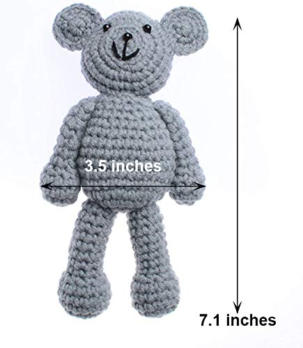 ECYC Newborn Baby Bear Hat Beanie with Bear Dolls Photography Accessories Grey