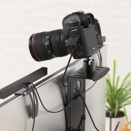 HumanCentric DSLR Monitor Mount β Monitor Shelf for Desk Camera Mount, Light Webcam and Microphone Camera Shelf for Monitor VESA Arm, Replace Clamp Tripods for Camera Desk Mount, Small