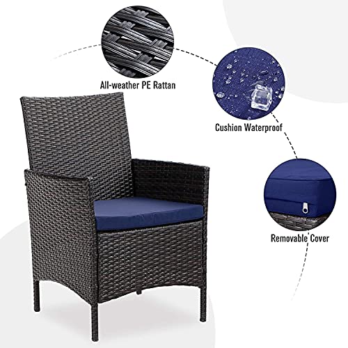 PHI VILLA 9 Piece Outdoor Dining Table Sets, Expandable Rectangular Metal Dining Table and 8 Rattan Chairs for Patio, Deck, Balcony