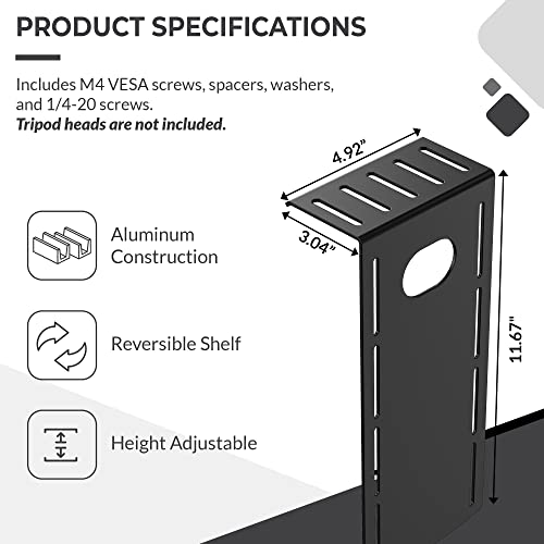 HumanCentric DSLR Monitor Mount β Monitor Shelf for Desk Camera Mount, Light Webcam and Microphone Camera Shelf for Monitor VESA Arm, Replace Clamp Tripods for Camera Desk Mount, Small
