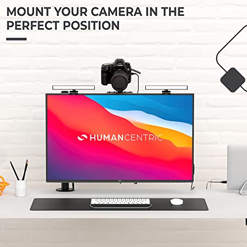 HumanCentric DSLR Monitor Mount β Monitor Shelf for Desk Camera Mount, Light Webcam and Microphone Camera Shelf for Monitor VESA Arm, Replace Clamp Tripods for Camera Desk Mount, Small