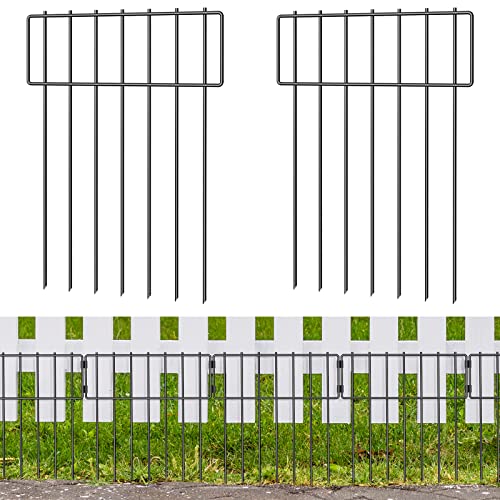10 Pack Animal Barrier Fence, Total 16.7 Inch(H) X 10.8 Ft(L) Decorative Garden Fence, Rustproof Metal Barrier Bottom Fence, Dog Rabbits Ground Stakes Defence Border Fence for Garden, Yard, T Shaped.
