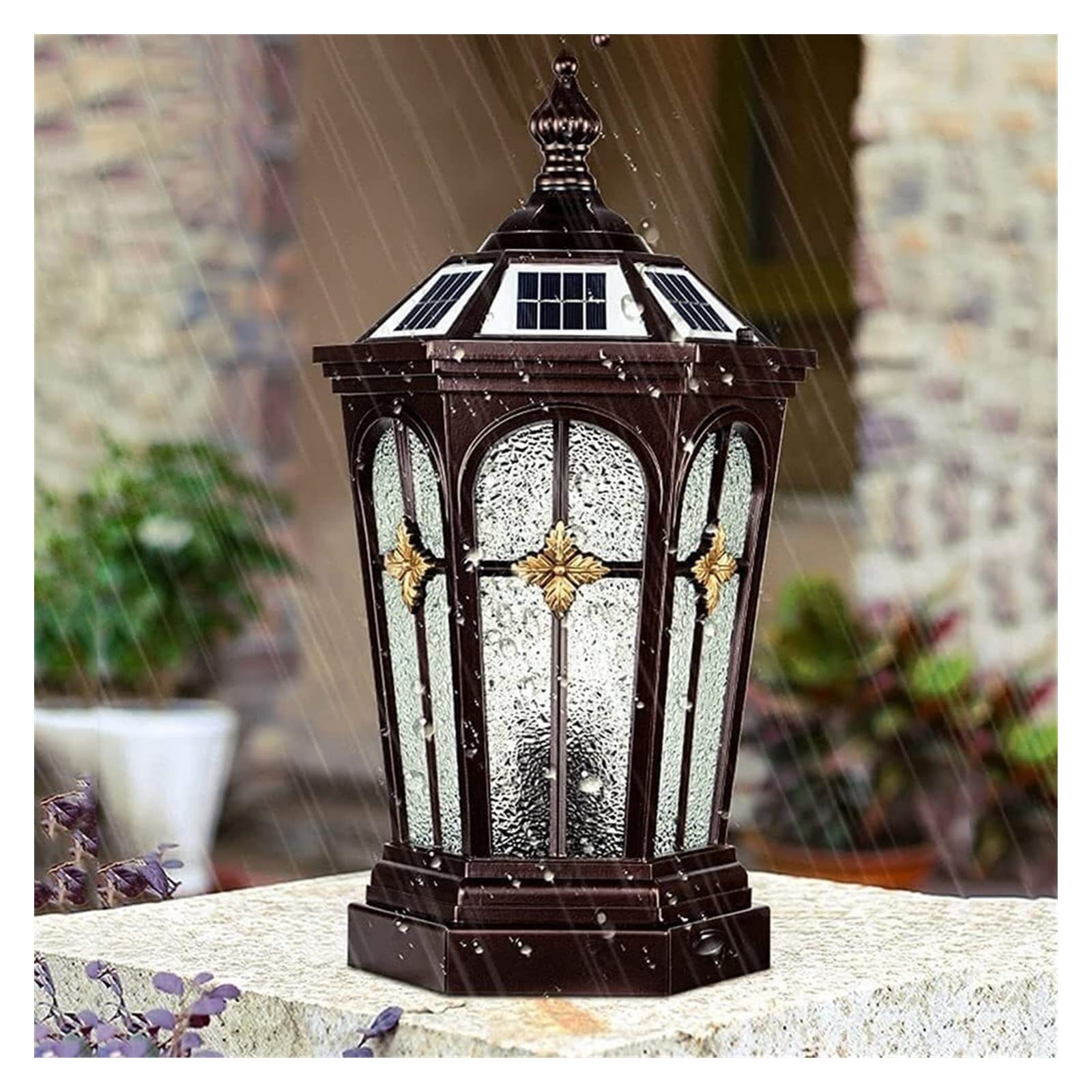 ONDIAN CHUNCIN - Outdoor LED Solar Bollard Column Lamp Deck Post Lamps Fence Column Pedestal Light Gate Bollard Pillar Light for Garden Villa Porch Decor Courtyard Living Stairs Corridor Aisle
