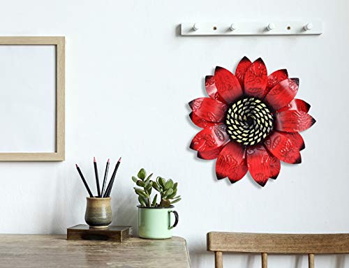 YEAHOME Metal Flower Wall Decor - 9 inch Wall Art Decorations Sunflower Spring Yard Garden Decor Hanging for Bathroom, Bedroom, Living Room - Office/Home Spring Decorations Boho Art, Set of 3 Handmade Gift for Indoor or Outdoor