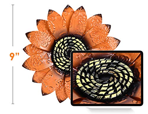 YEAHOME Metal Flower Wall Decor - 9 inch Wall Art Decorations Sunflower Spring Yard Garden Decor Hanging for Bathroom, Bedroom, Living Room - Office/Home Spring Decorations Boho Art, Set of 3 Handmade Gift for Indoor or Outdoor