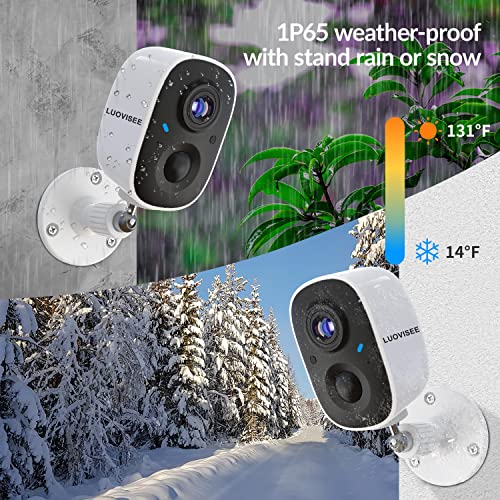 Luovisee Home Security Camera Wireless Outdoor Indoor WiFi with spot Light Night Vision Rechargeable Battery PIR Motion Detection Alert, 2-Way Audio,IP65 Water Proof,Magtnet Bracket