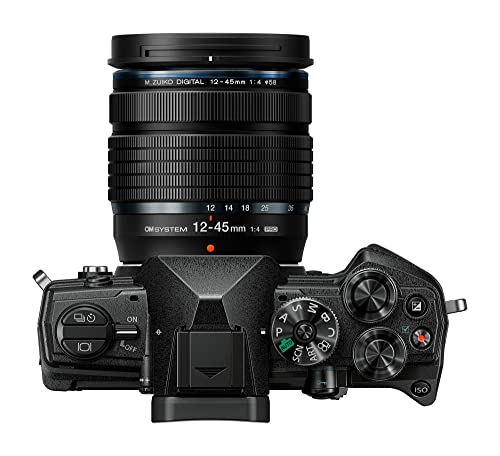 OM System OM-5 Black Micro Four Thirds System Camera M.Zuiko Digital ED 12-45mm F4.0 PRO kit Outdoor Camera Weather Sealed Design 5-Axis Image Stabilization 50MP Handheld High Res Shot