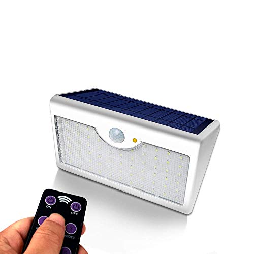HVIKOV Motion Sensor Light Outdoor, 60 Led Solar, 5 Modes Remote Control,1300LM Waterproof Wide Angle, Wireless Super Bright Security Wall Lights for Driveway, Wall, Patio, Yard, Garden(White)