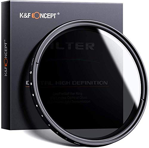 K&F Concept 77mm Variable ND2-ND400 ND Lens Filter (1-9 Stops) for Camera Lens, Adjustable Neutral Density Filter with Microfiber Cleaning Cloth (B-Series)