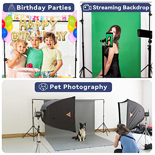 Backdrop Stand for Parties, IFKDNR Back Drop Adjustable Stand, 6.5ftx6.5ft Portable Background Stand for Baby Shower, Birthday Parties, Photo Studio